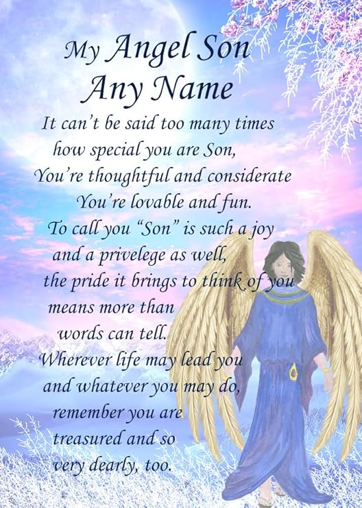 Personalised Angel Son Poem Verse Greeting Card: Amazon.co.uk: Office ...