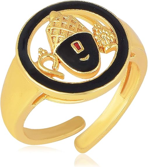 Buy Ln Choice Tirupati Balaji Gold Plated Alloy Black Ring for Men ...
