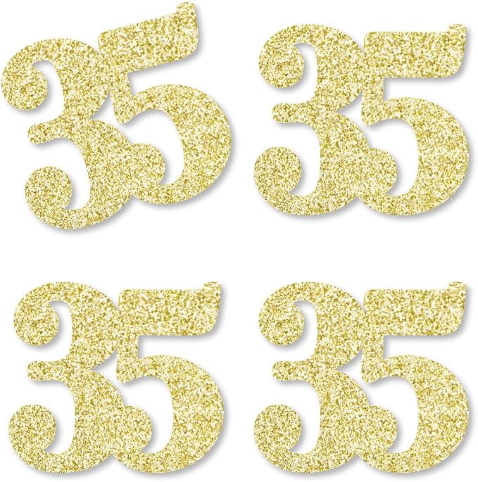 Amazon.com: Gold Glitter 35 - No-Mess Real Gold Glitter Cut-Out Numbers ...