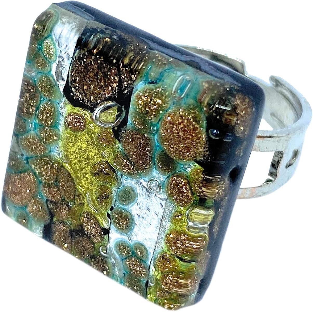 Murano Glass Ring, Adjustable Ring One Size Fits All - Includes Gift ...