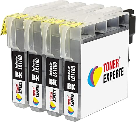 LC1100 LC980 TONER EXPERTE® 4 Compatible Black Ink Cartridges for ...