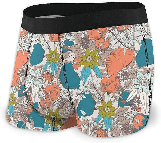 Mens Boxer Briefs Underwear,Flower Composition Garden Art Themed Design ...