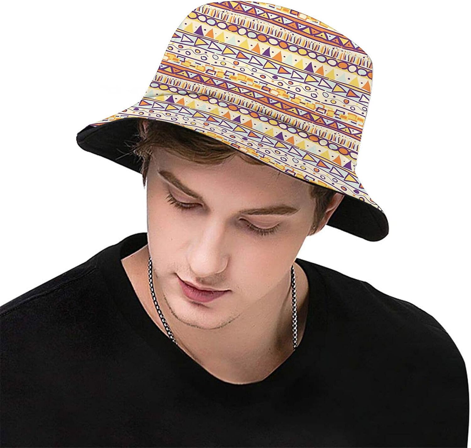 Mexican Style Ethnic Doodles Triangles Circles Folkloric，Bucket Hats ...