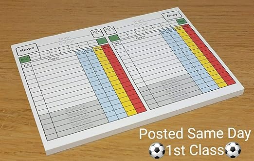 Football Soccer Referee Score Cards Notepad with Sin Bin 50 Sheets ...