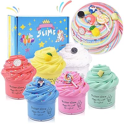 Buy 6 Pack Slime Kit for Girl Boy, Fruit Butter Slime with Oreo Candy ...