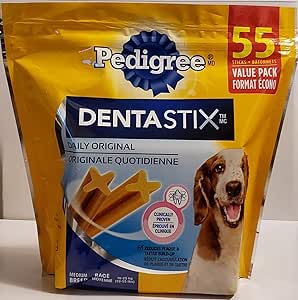 Pedigree Dentastix Treats Original for Medium Dog, 55 Sticks Value Pack ...