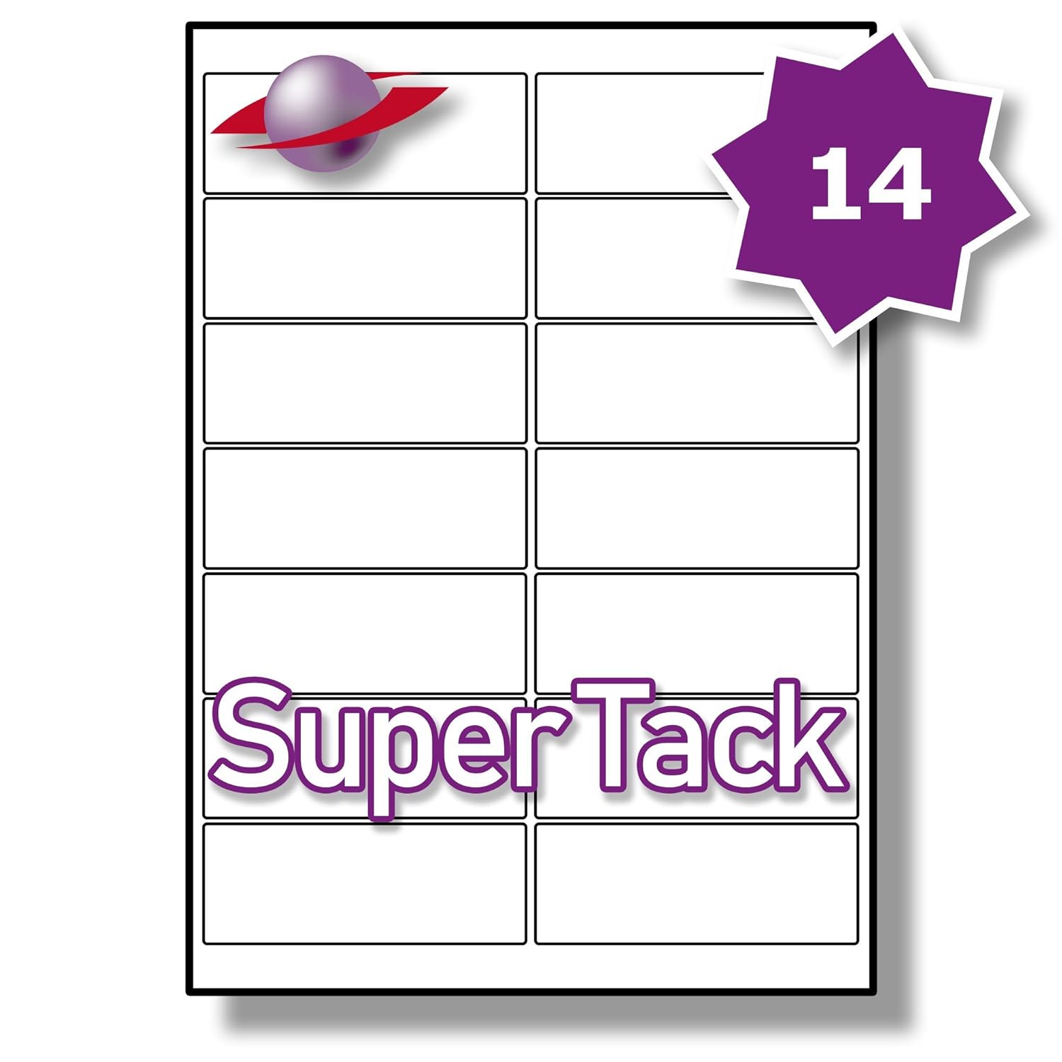 14 Per Sheet, 5 Sheets (70 SUPER TACK Labels). Label Planet® Super Tack ...