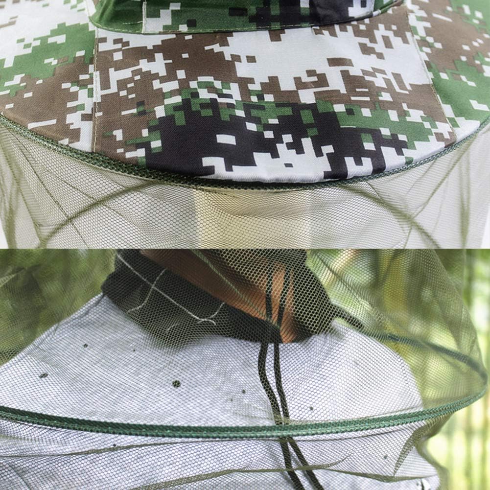 BESTZY Removable Mosquito Head Net Hat, Wide Brim Sun Protection Hats ...