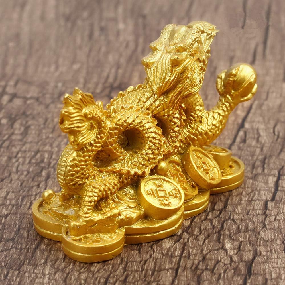 Feng Shui Resin Dragon Loong on Ancient Coins Statue Symbol of ...