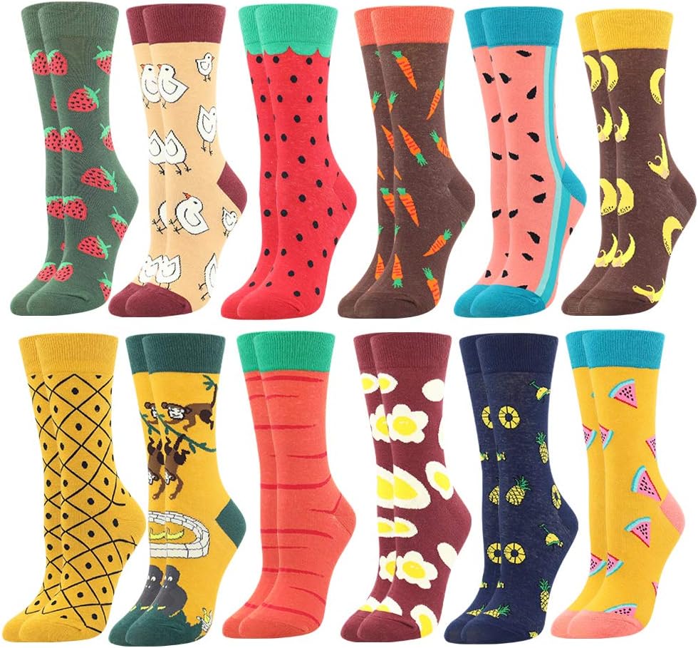 Women's Fun Dress Socks Crew Colorful Funky Fancy Novelty Funny Casual ...