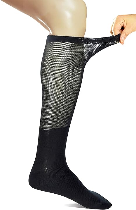 Yomandamor 4 Pairs Mens Knee High Compression/Diabetic Socks with ...