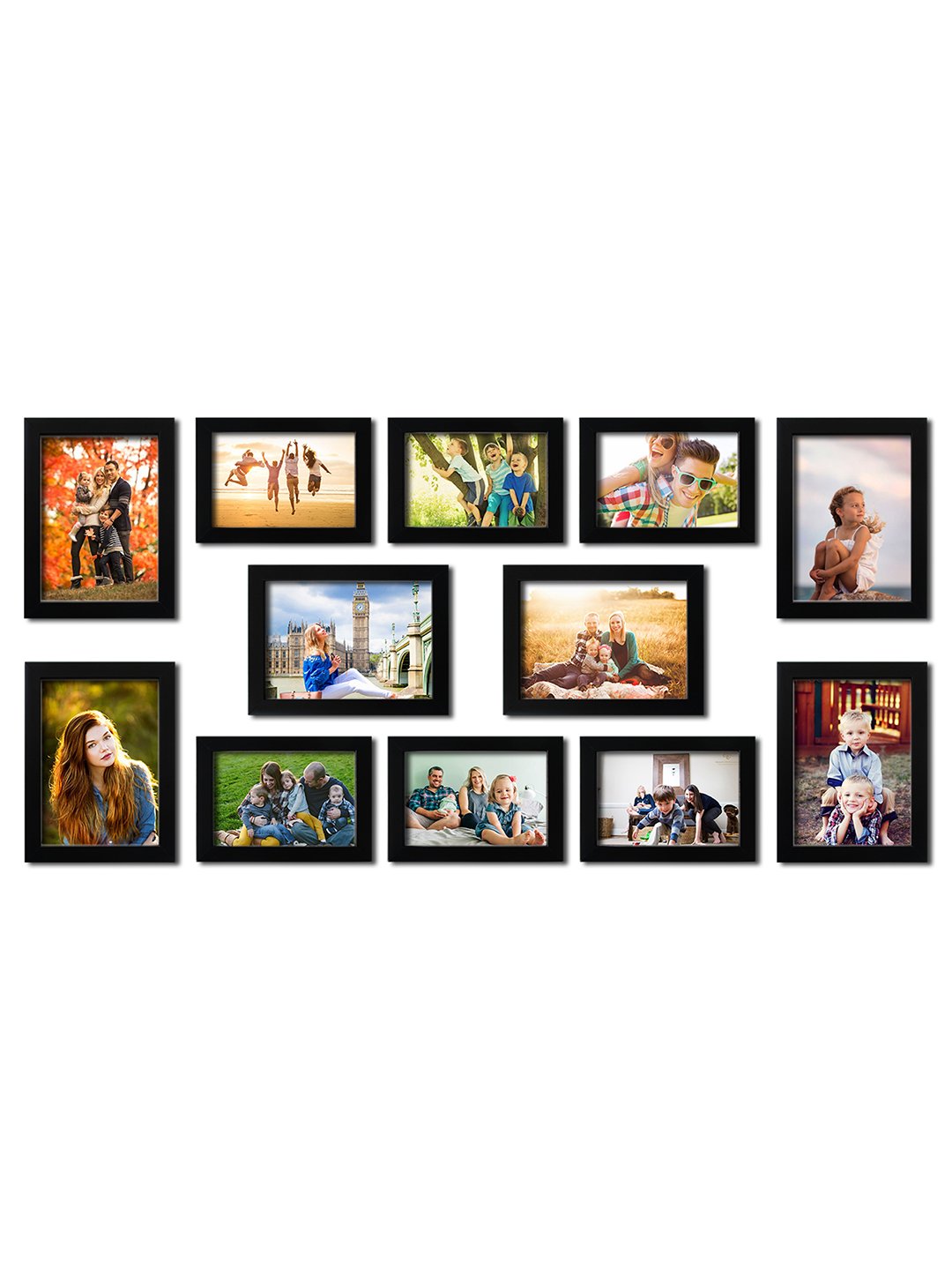Random Photo Frames (Synthetic Wood, 25 cm x 25 cm x 7.5 cm, Black, Set ...
