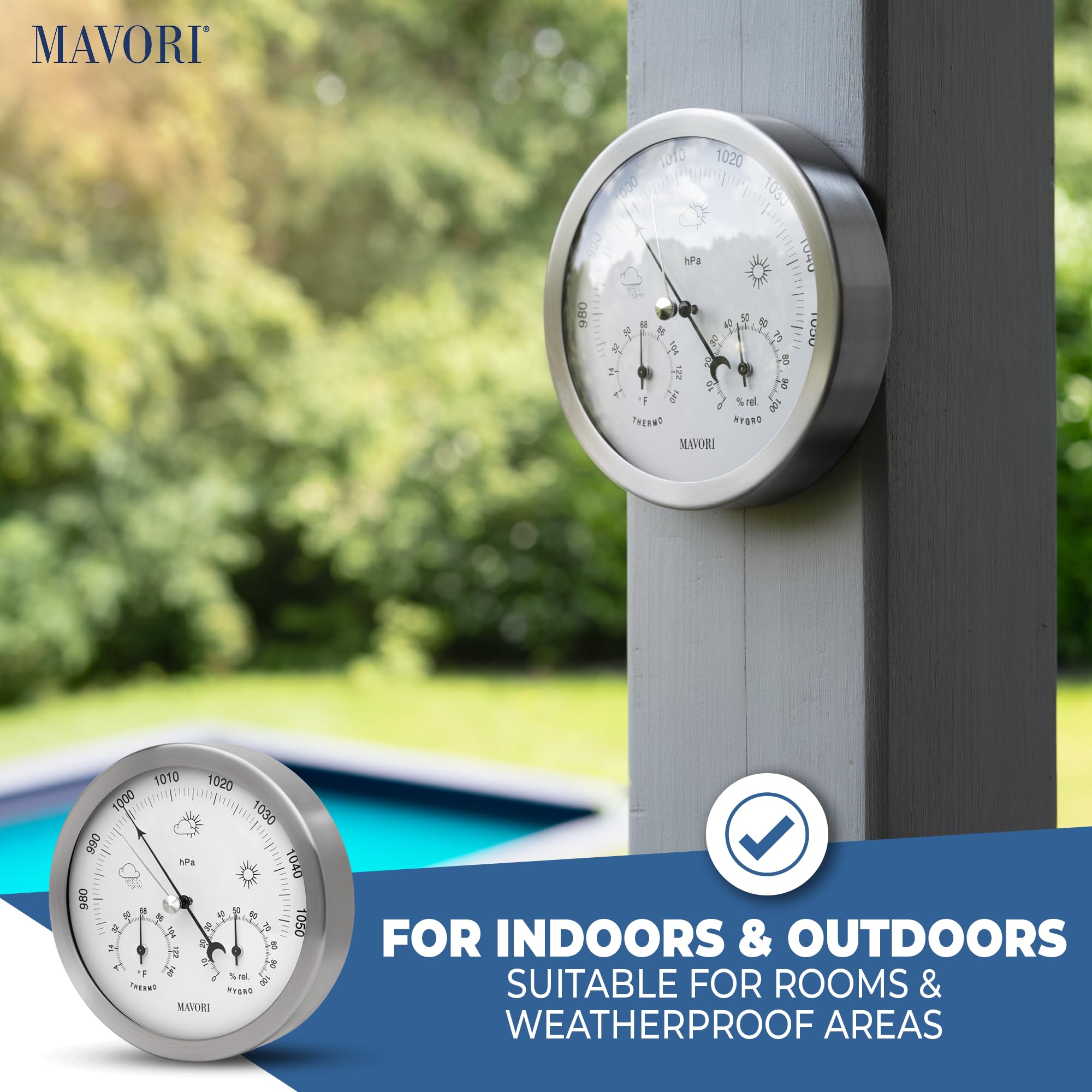 Mua MAVORI® 3in1 Weather Station Analog - Barometer, Hygrometer ...