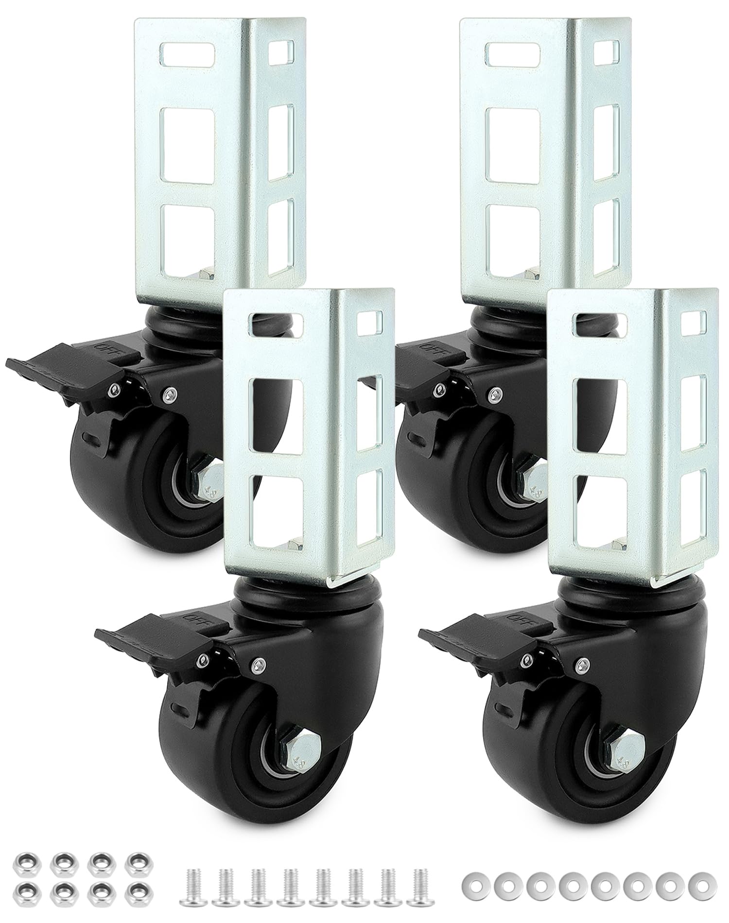 QWORK Storage Rack Caster Wheels, 4 Pack 3" Heavy Duty 1500 lb. Max ...