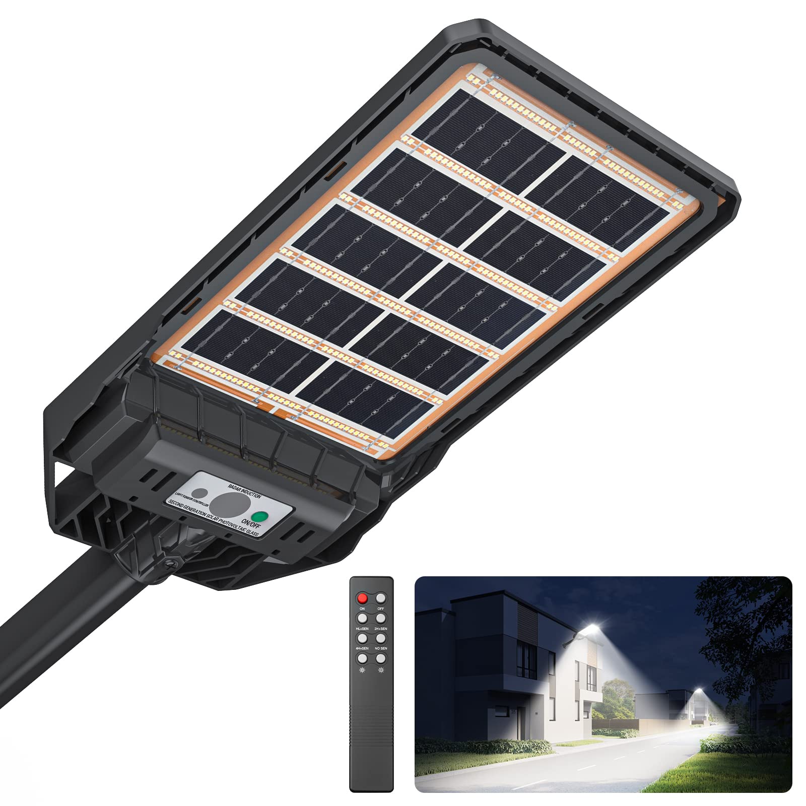 DeckTok Solar Street Light 150W, Motion Sensor Solar Flood Security ...