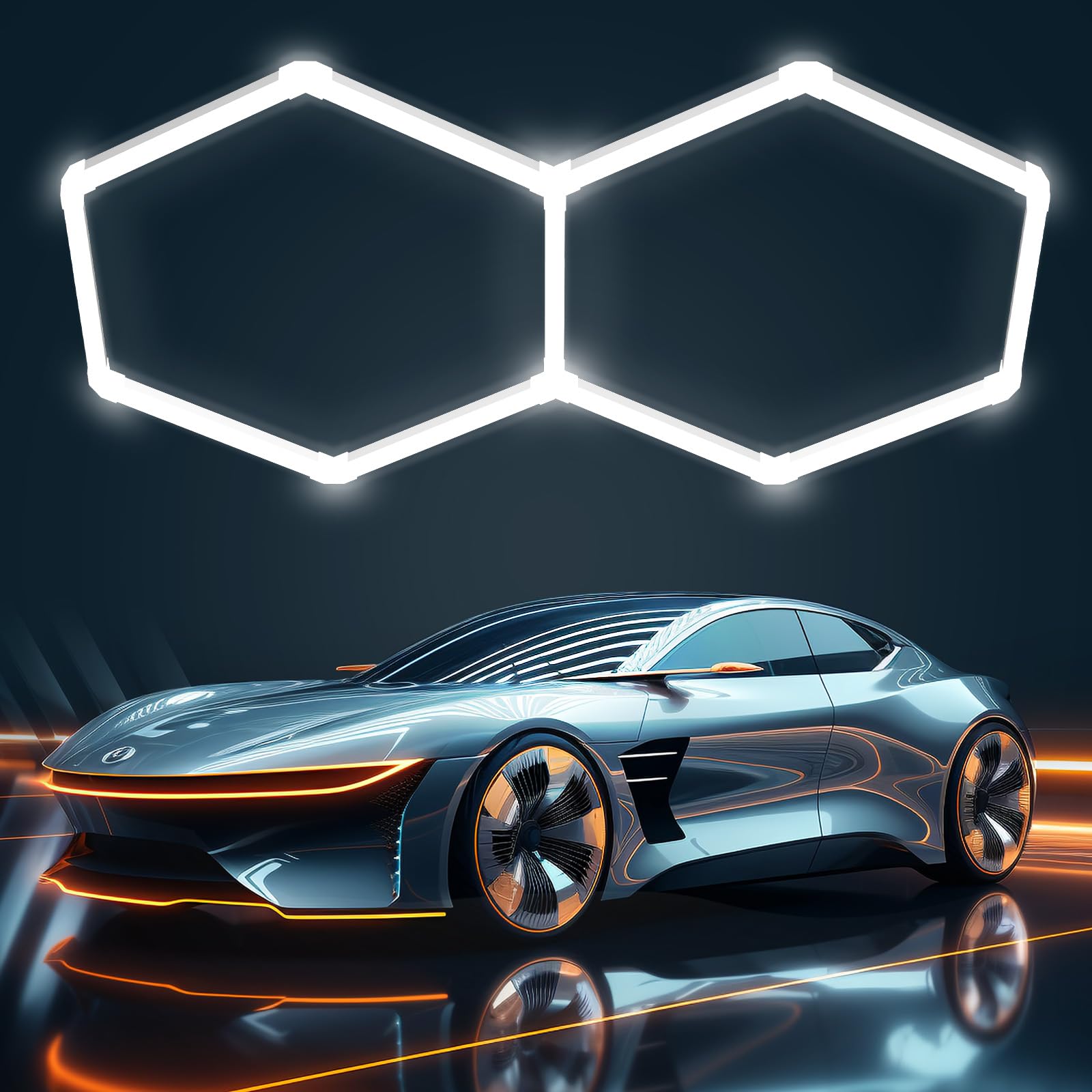 TUODAW LED Hexagon Garage Light 12Pack 2-Hex,12700LM Car Detailing Shop ...