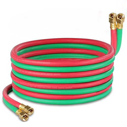 ABN Oxy Acetylene Torch Hose, 25 Foot x 1/4 Inch - B Fitting Twin ...