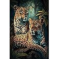 Amazon.com: Movstrb Adult Animal Diamond Painting, Forest Leopard ...