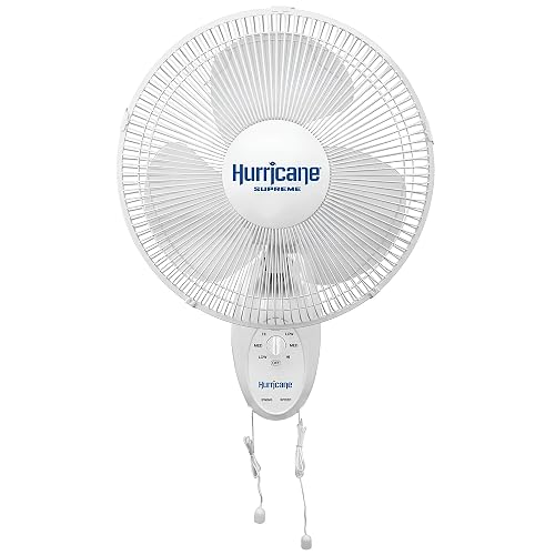 Hurricane Supreme 12” Portable Oscillating Wall Mount Fan, Space Saving ...