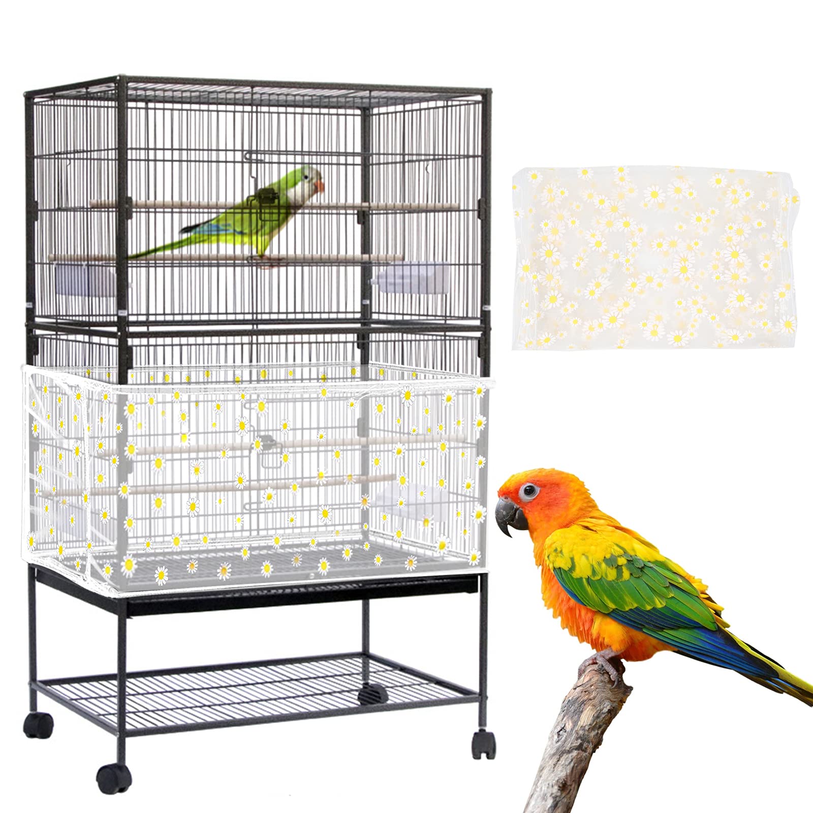 Daoeny Large Bird Cage Cover, Bird Cage Seed Catcher, Adjustable Soft ...