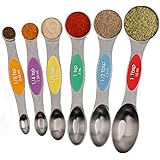 Amazon.com: Magnetic Measuring Spoons Stainless Steel Set of 6 Metal ...