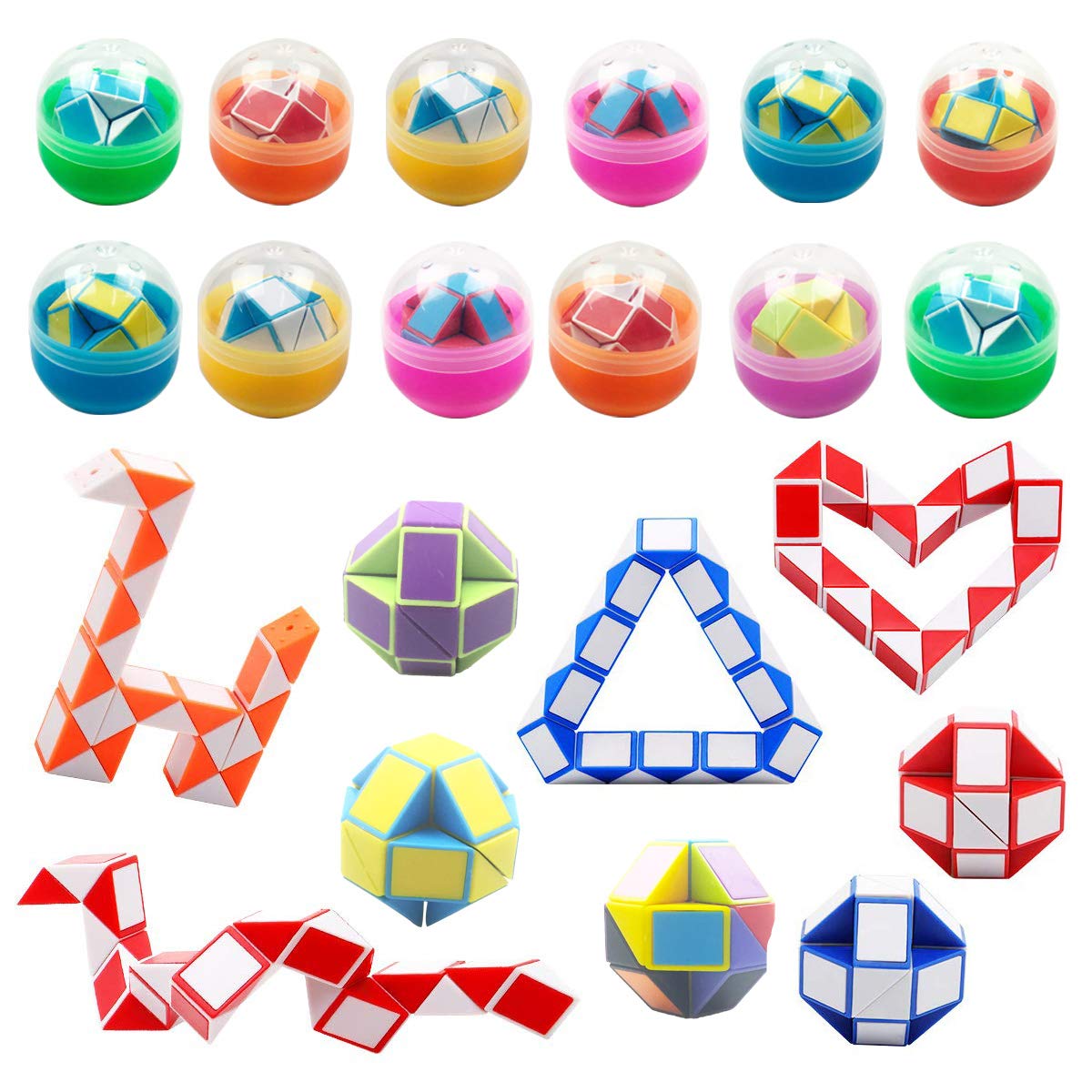 Anditoy 12 Pack Mini Snake Cube in Plastic Easter Eggs Puzzle Toys for ...