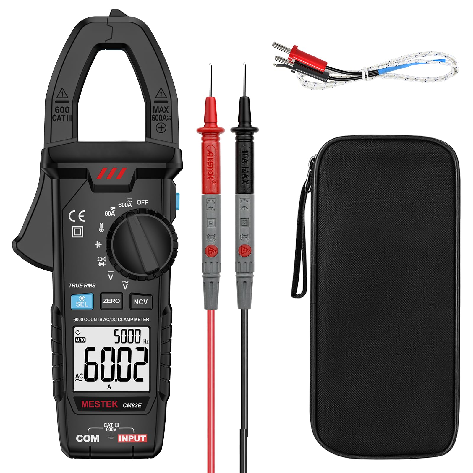 MESTEK Digital Clamp Meter Multimeter Voltage Tester True RMS 6000 ...