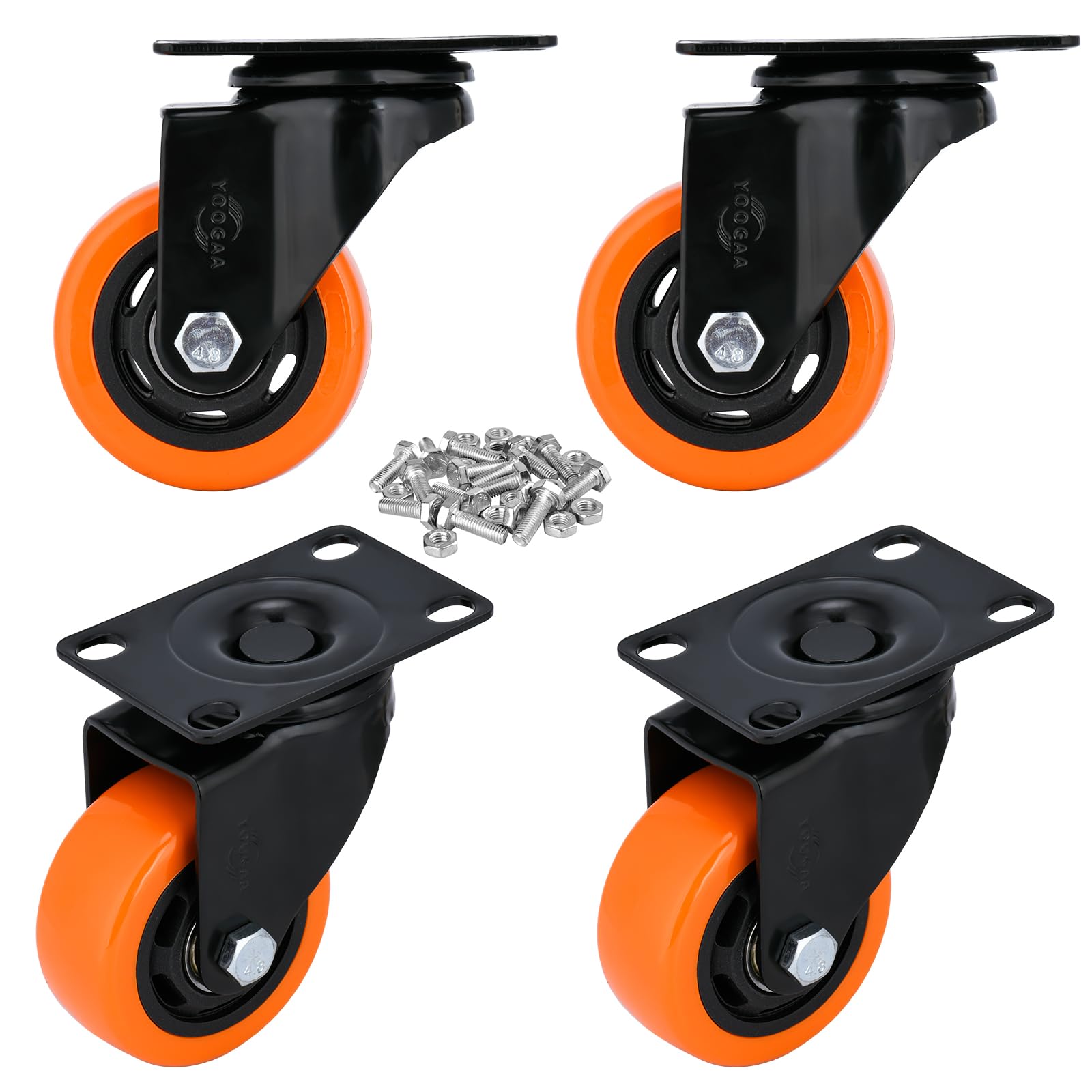 YOOGAA 3 Inch Heavy Duty Swivel Caster Wheels Industrial Plate Caster ...