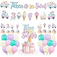 Amazon.com: Three Is So Sweet Ice Cream Party Decorations - Banner ...