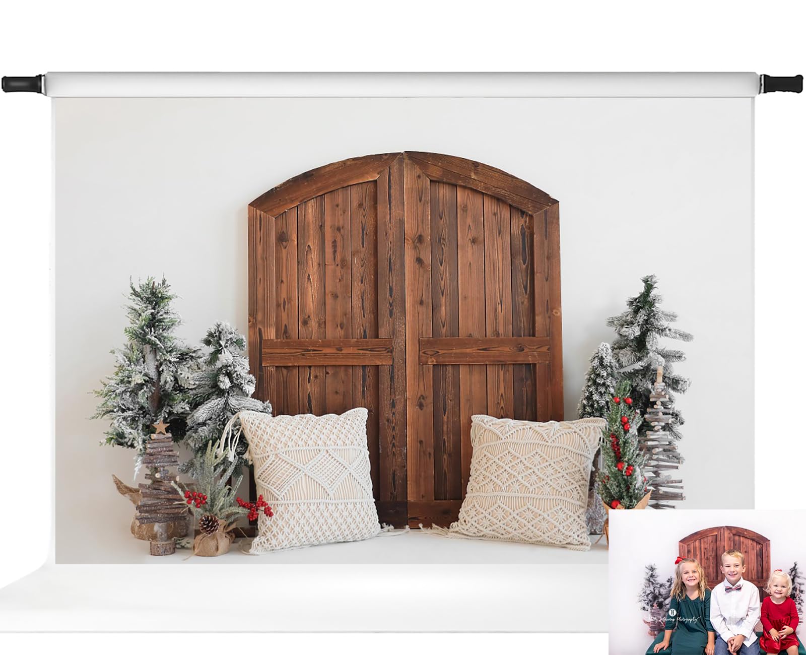 Kate Christmas Backdrop Christmas Backdrops for Photography Barn Door Christmas Decoration, 10×6 ...