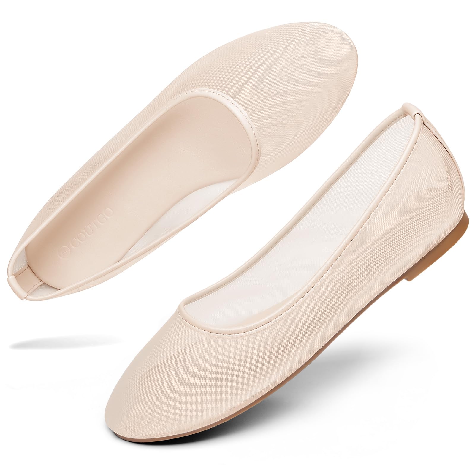 Coutgo Womens Mesh Ballet Flats Slip on Ballerina Flats Comfortable ...
