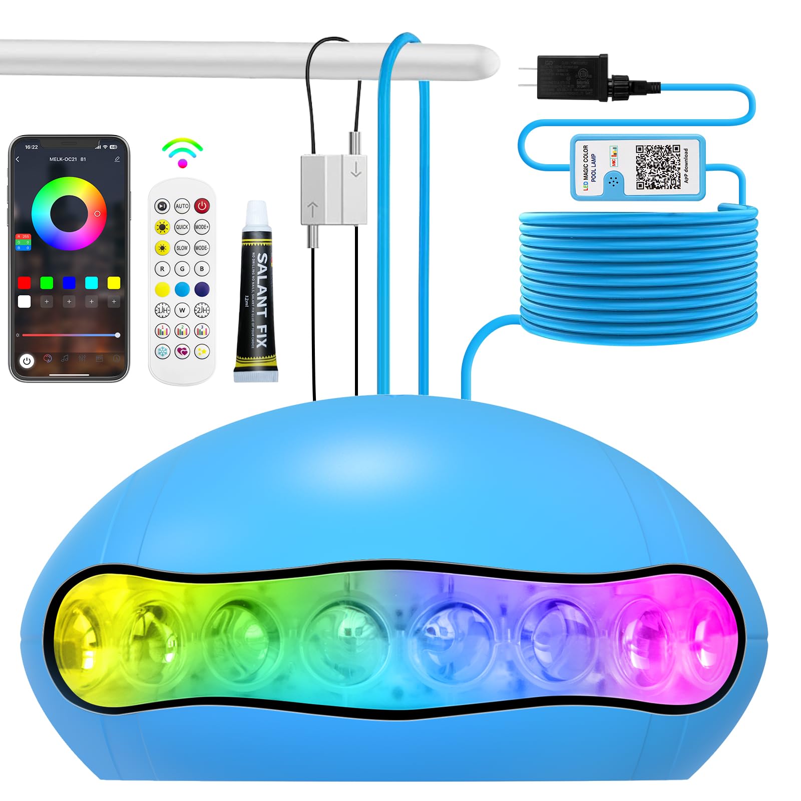 LED Pool Lights,18W Smart RGB Dimmable Underwater Pool Light with APP ...