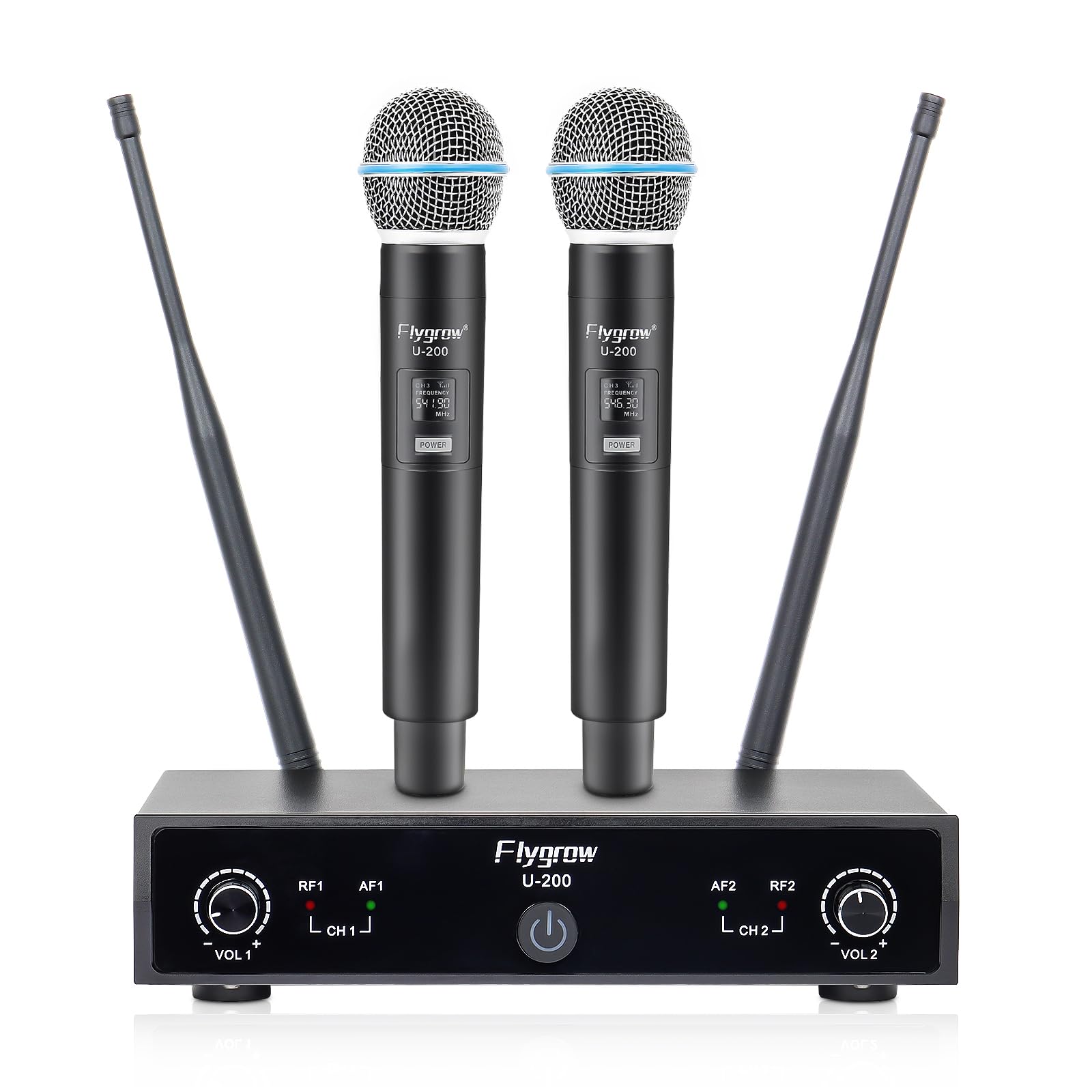Mua Flygrow Wireless Microphone System, Metal Dual Pro UHF Cordless Dynamic Mic, Fixed Frequency ...