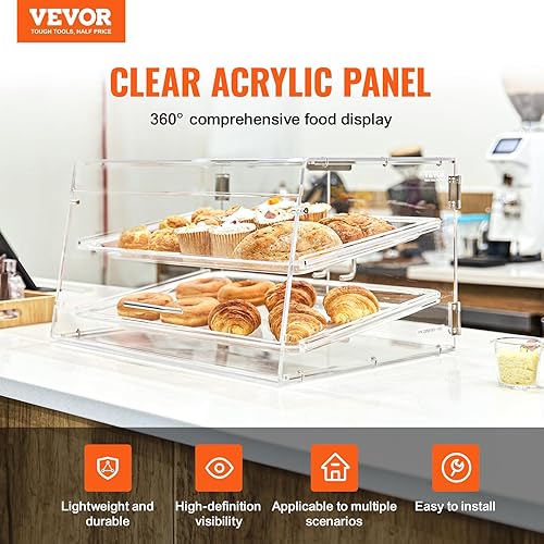 Baked Goods Display VEVOR 2/3 Tray Clear Case Acrylic Commercial ...