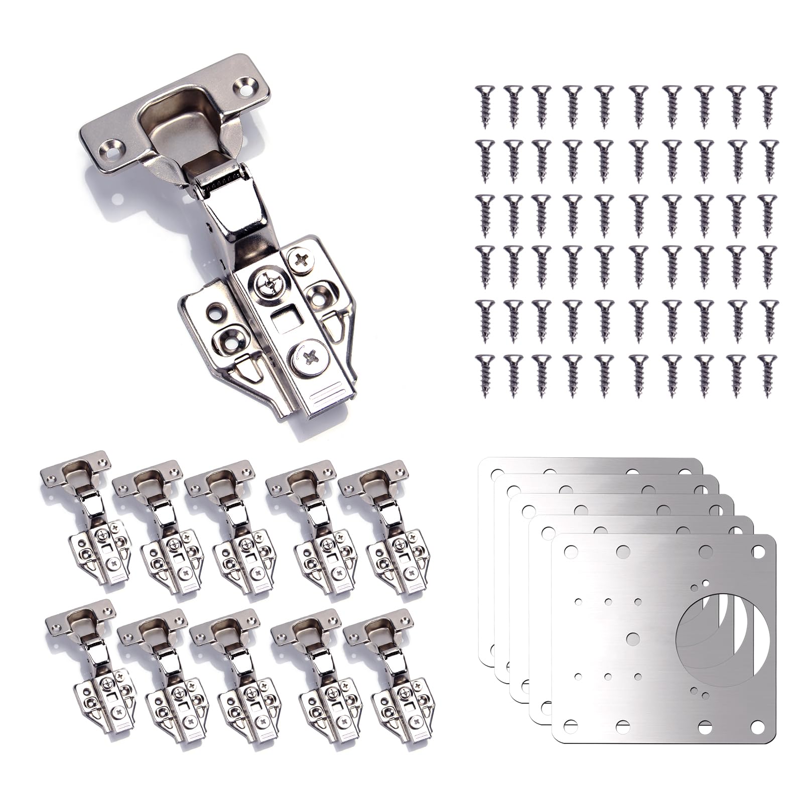 Sayene 10 Pack (5 Pair) Half Overlay Soft Close Cabinet Hinges,110 ...