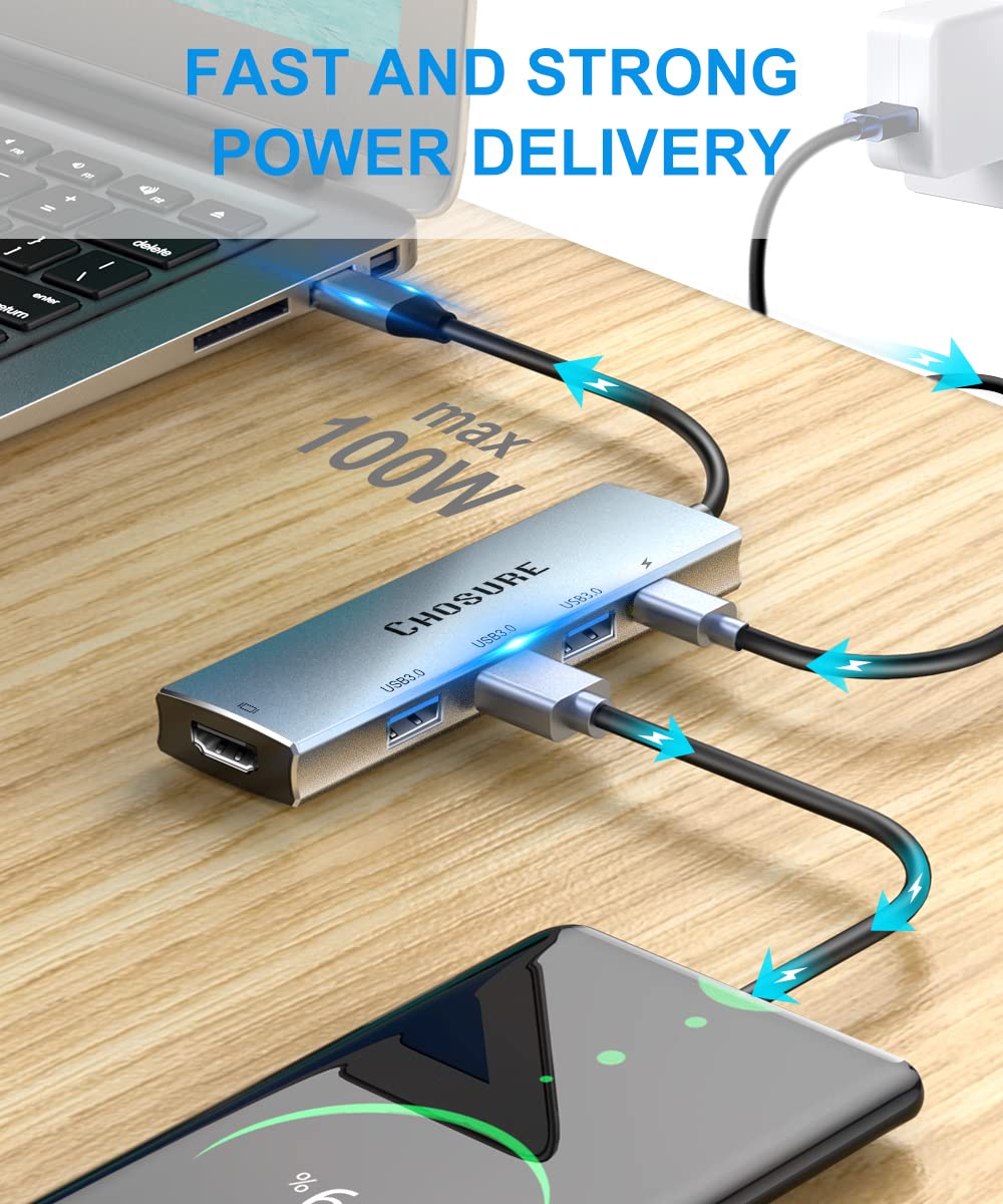 Mua USB C Hub, 5 in 1 USB-C Splitter Thunderbolt 3 Hub to 4K HDMI ...