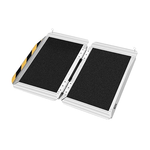 BEJONI Portable Wheelchair Ramp 2FT, Folding Non-Slip Aluminum Handicap ...