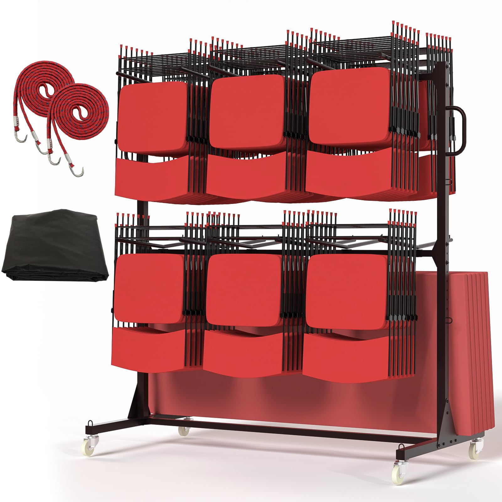 Folding Chair Rack, Holds 84 Folding Chairs or 42 Chairs and 12 Table ...