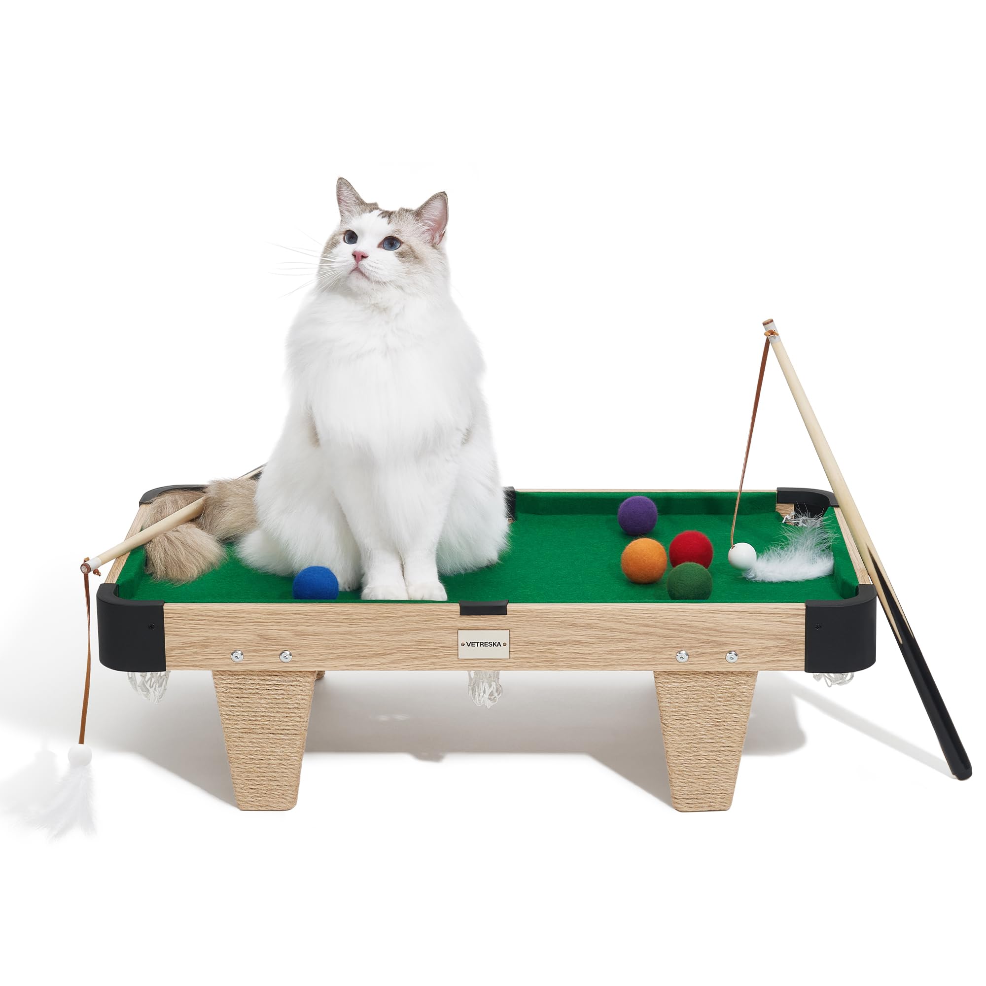 VETRESKA 4 in 1 Cat Toys Mini Pool Table for Cats,Cat Feather Wand Toy ...