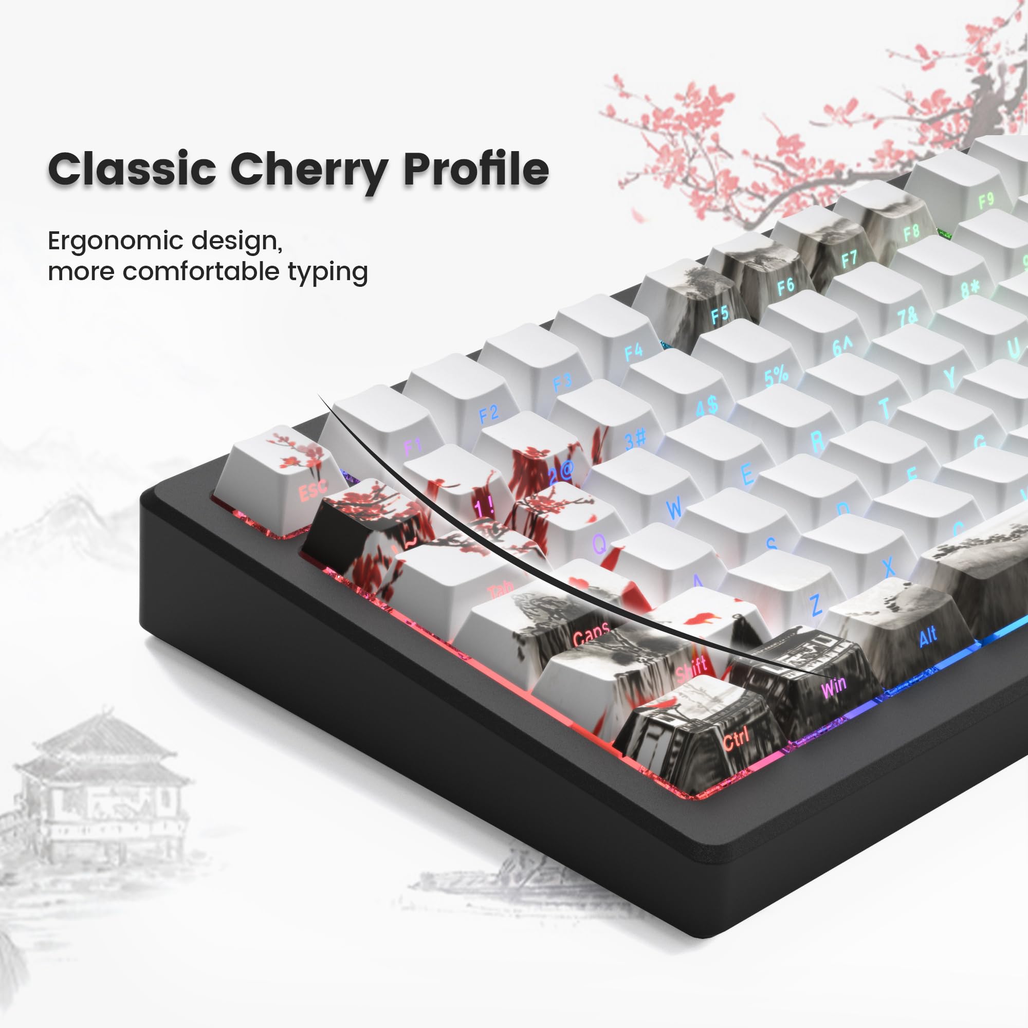 Mua Womier PBT Keycaps Set 130 Keys, Custom White Japanese Keyboard ...