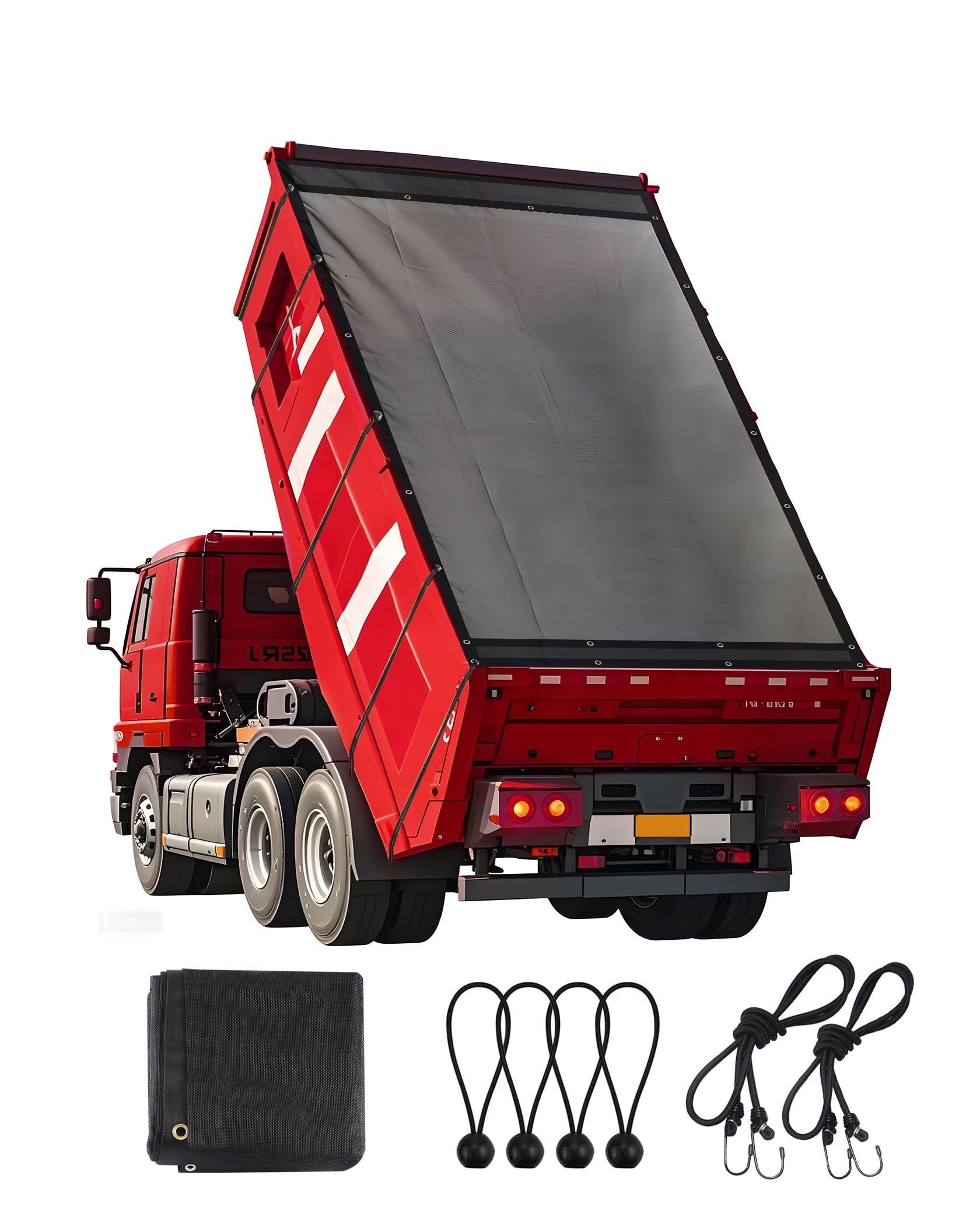 Ezcasch Dump Truck Mesh Tarp 7'x16' Vinyl Coated Dump Trailer Tarp 18oz ...