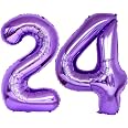 Amazon.com: Purple 24 Number Balloons, 40 Inch Giant Number 24 Balloons ...