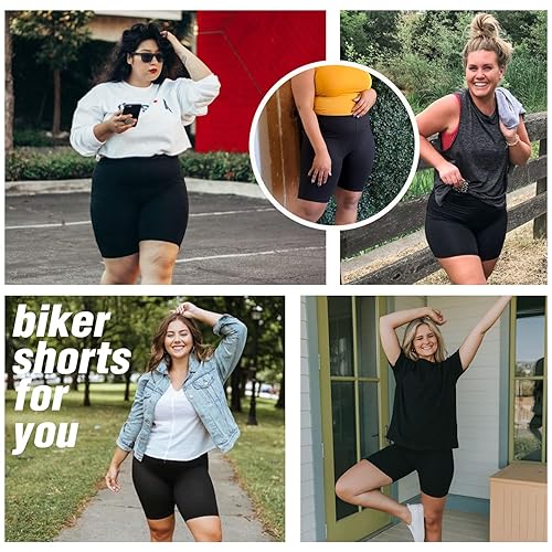 Yoga Shorts Plus Size MOREFEEL 4 Pack Plus Size Biker Shorts For Women