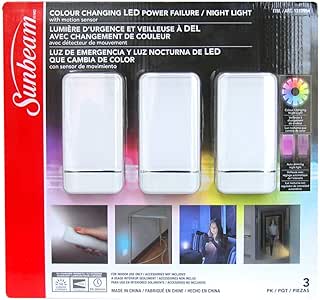 Sunbeam Color Changing LED Power Failure Night Light, 3-Pack: Amazon.ca ...