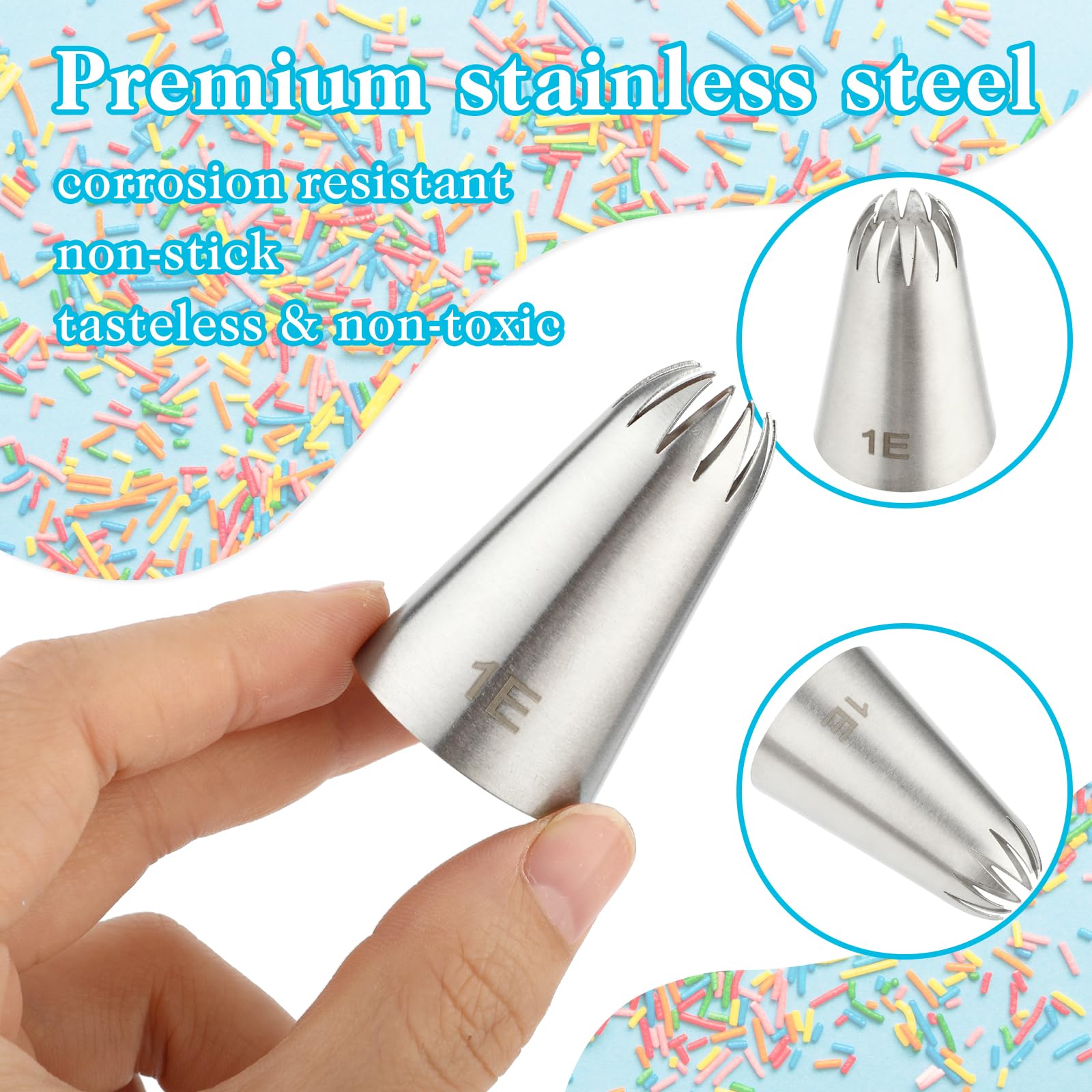 Cake Piping Tips Grevosea 5-Piece Stainless Steel Piping Tips Set ...