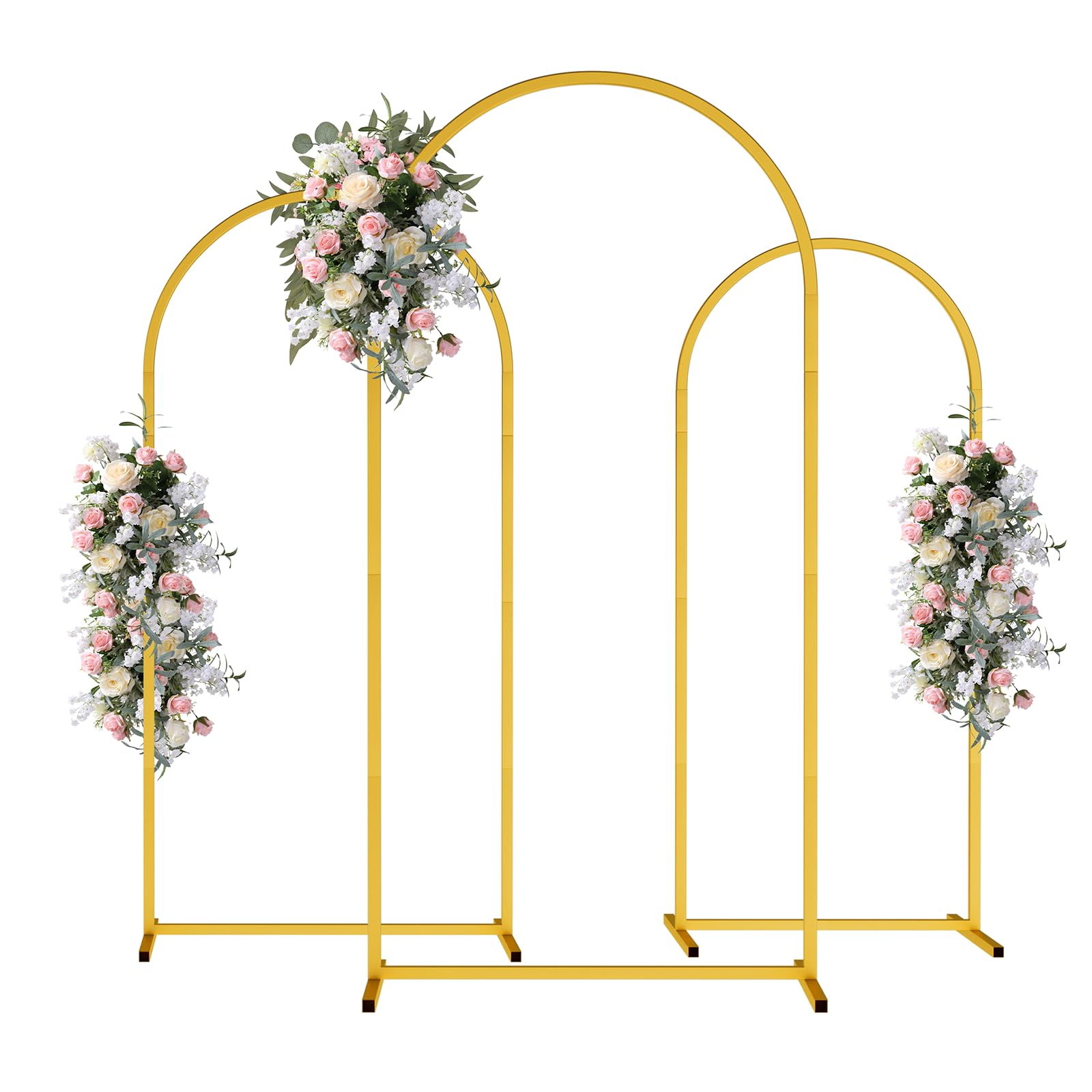 Ifivky Wedding Arch-Backdrop-Stand Set of 3 (7.2FT 6.6FT 6FT) Gold ...