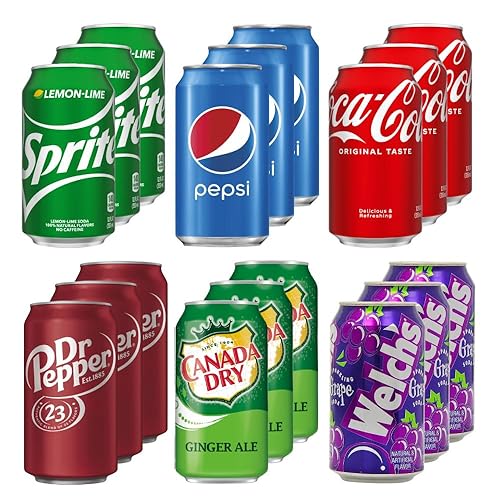 Soda Soft Drink Pack Of 18 Assortment Soda 6 Flavor Variety 12 FLoz ...
