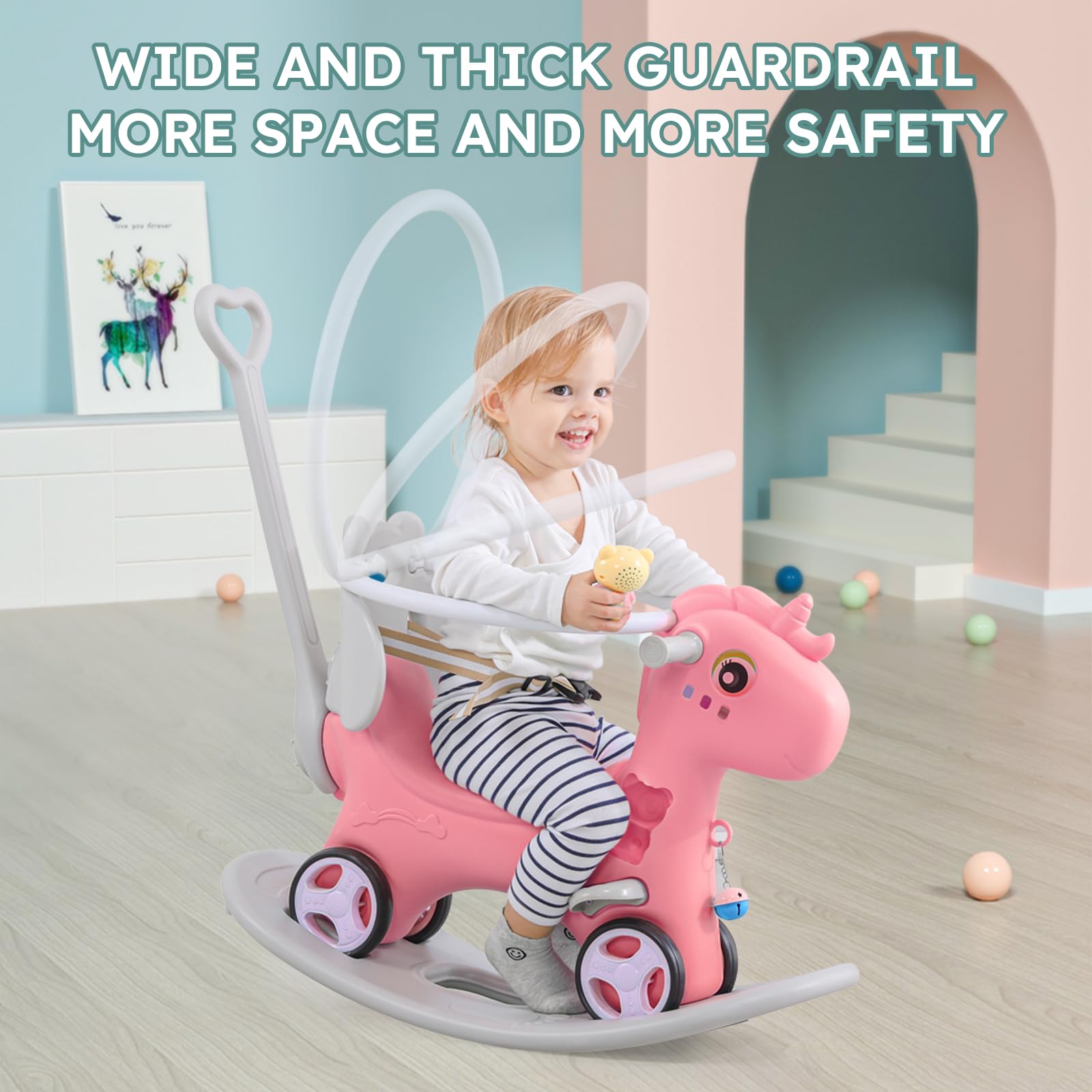 4 in 1 Rocking Horse for Toddlers 1-3 Years Old, Balance Bike Ride On ...