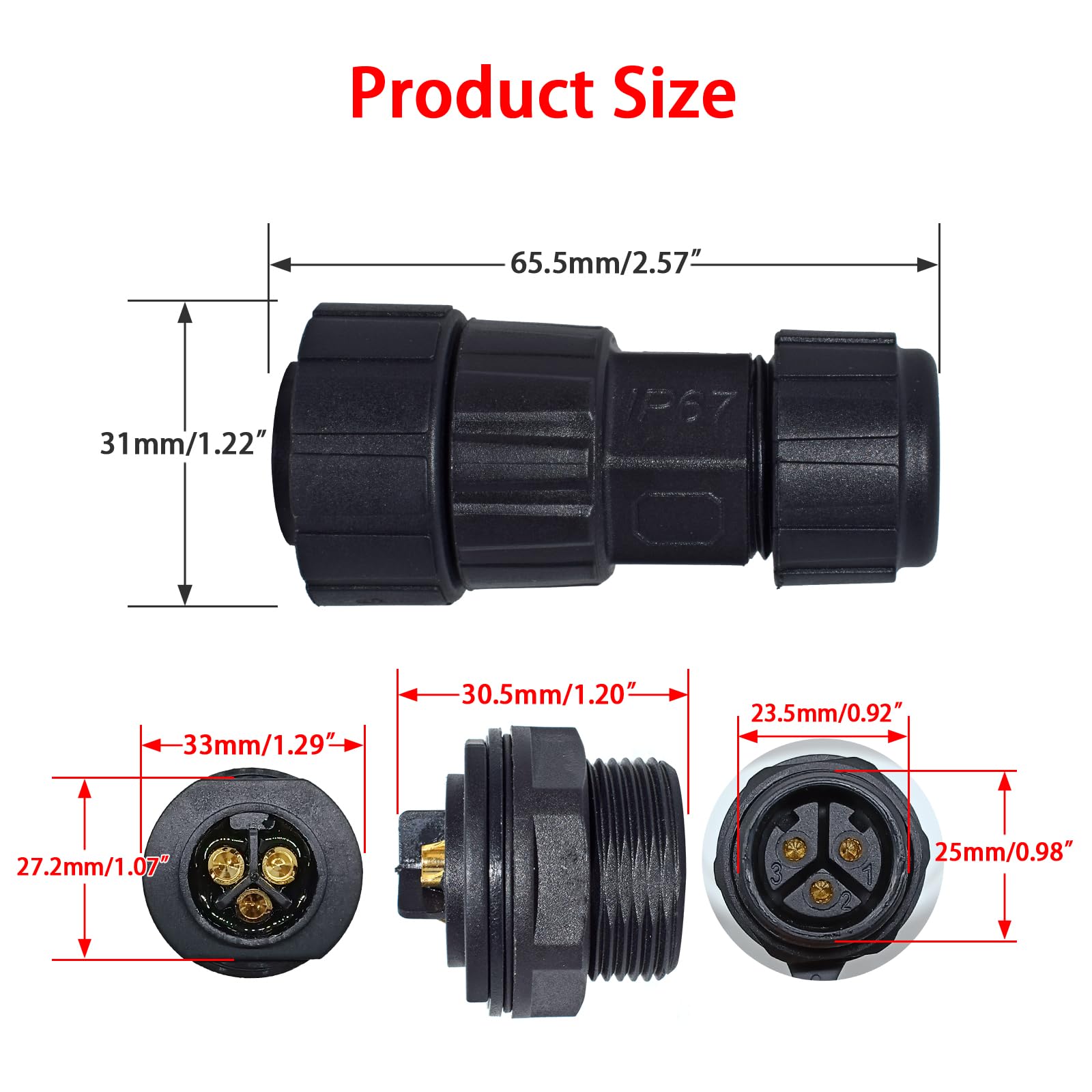 Mua JINKAIMING M25 Weld 3 Pin Male and Female Panel Mount Connector ...