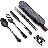 Amazon.com: Travel Utensils with Case, Quatish Portable Silverware Set for Work, Stainless Steel ...